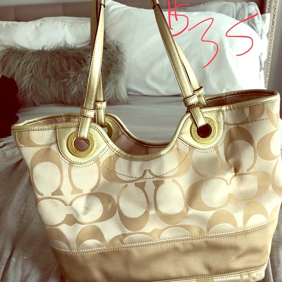 Bags | Coach Gold Purse | Poshmark